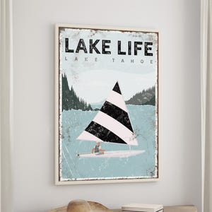 Lake Life Sign With Sailboat, Personalized Sailing Poster for Vintage ...