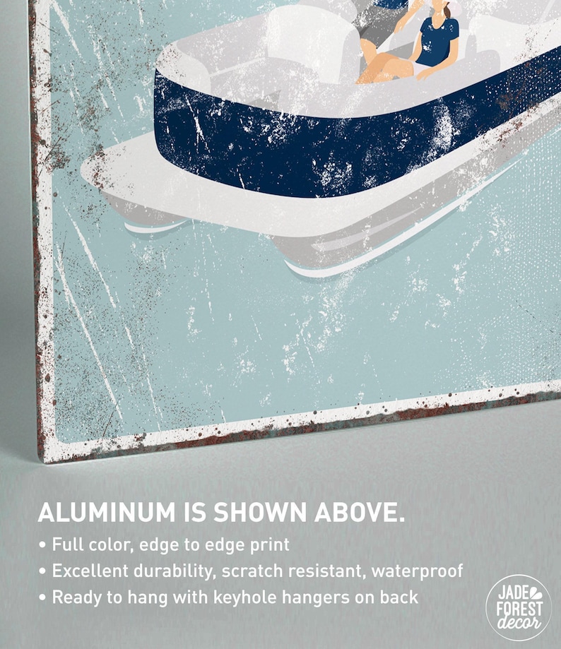 Pontoon Boat Couple Poster: Personalized Vintage Lake House Art - Etsy
