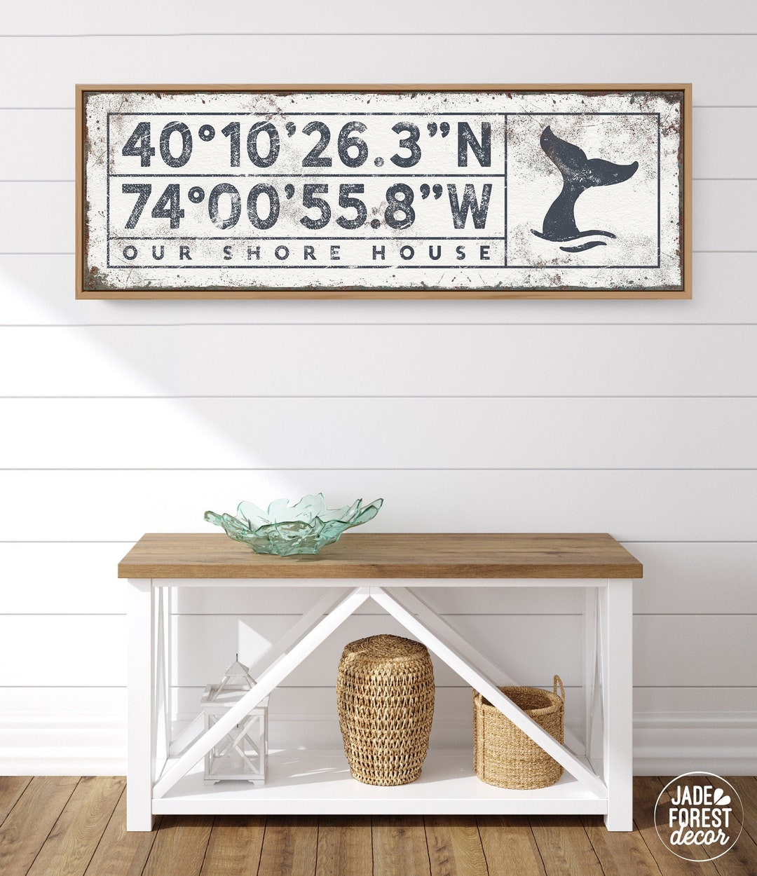 Nautical COORDINATES Sign With Whale Tail Personalized - Etsy