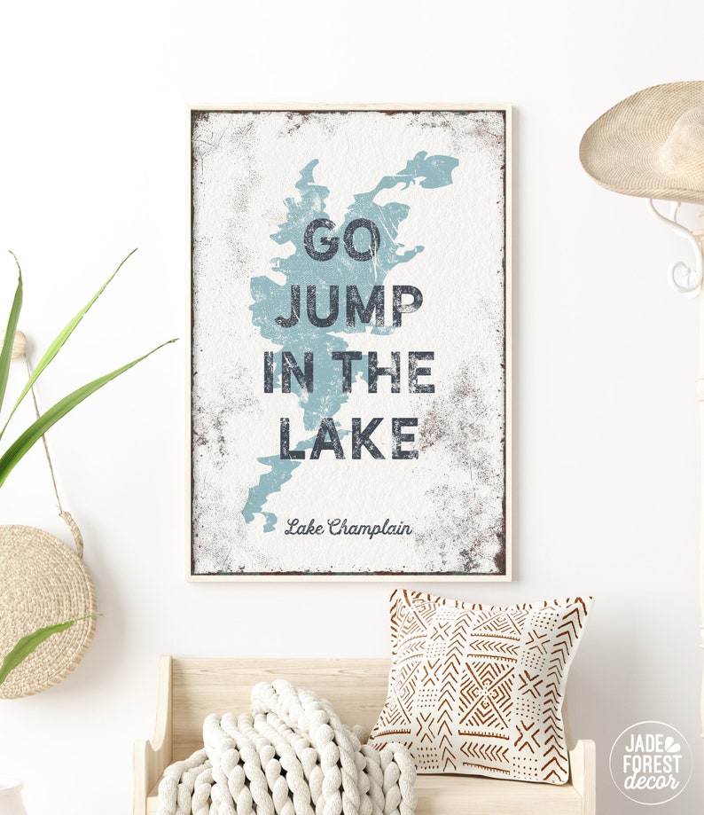 Rustic LAKE MICHIGAN Sign go Jump in the Lake | Etsy