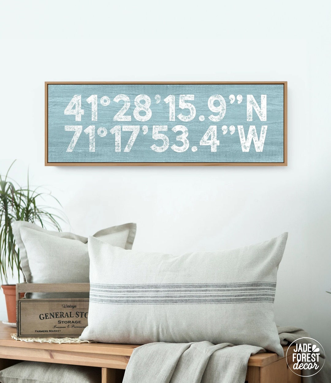 Tide Blue COORDINATES Sign > Distressed Farmhouse Print, Custom GPS ...