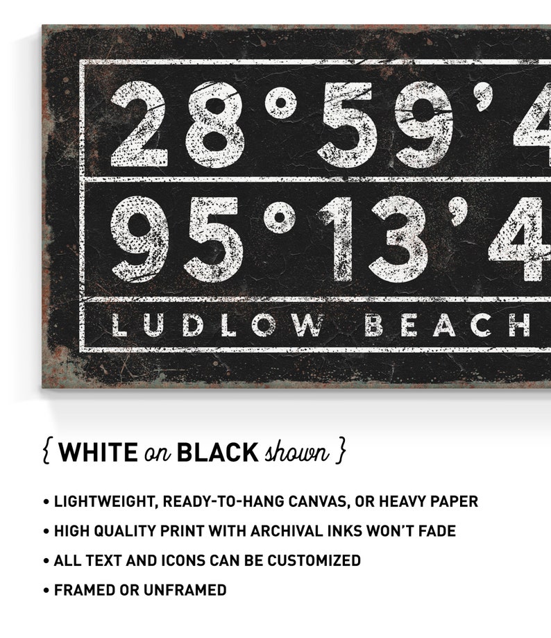 Large BEACH HOUSE sign with shell vintage coordinates | Etsy