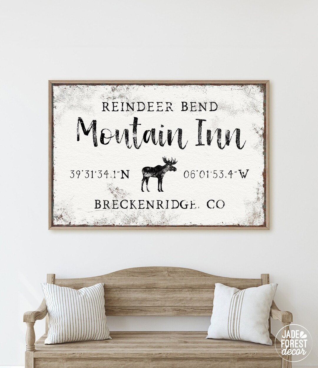 Custom MOUNTAIN INN Sign > Vintage Moose or Reindeer Art Print With ...