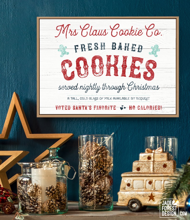 CHRISTMAS COOKIES Sign paper Print or Framed Canvas Modern - Etsy