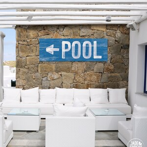 Vintage Black POOL Sign With Arrow > Black and White Swimming Pool Art ...