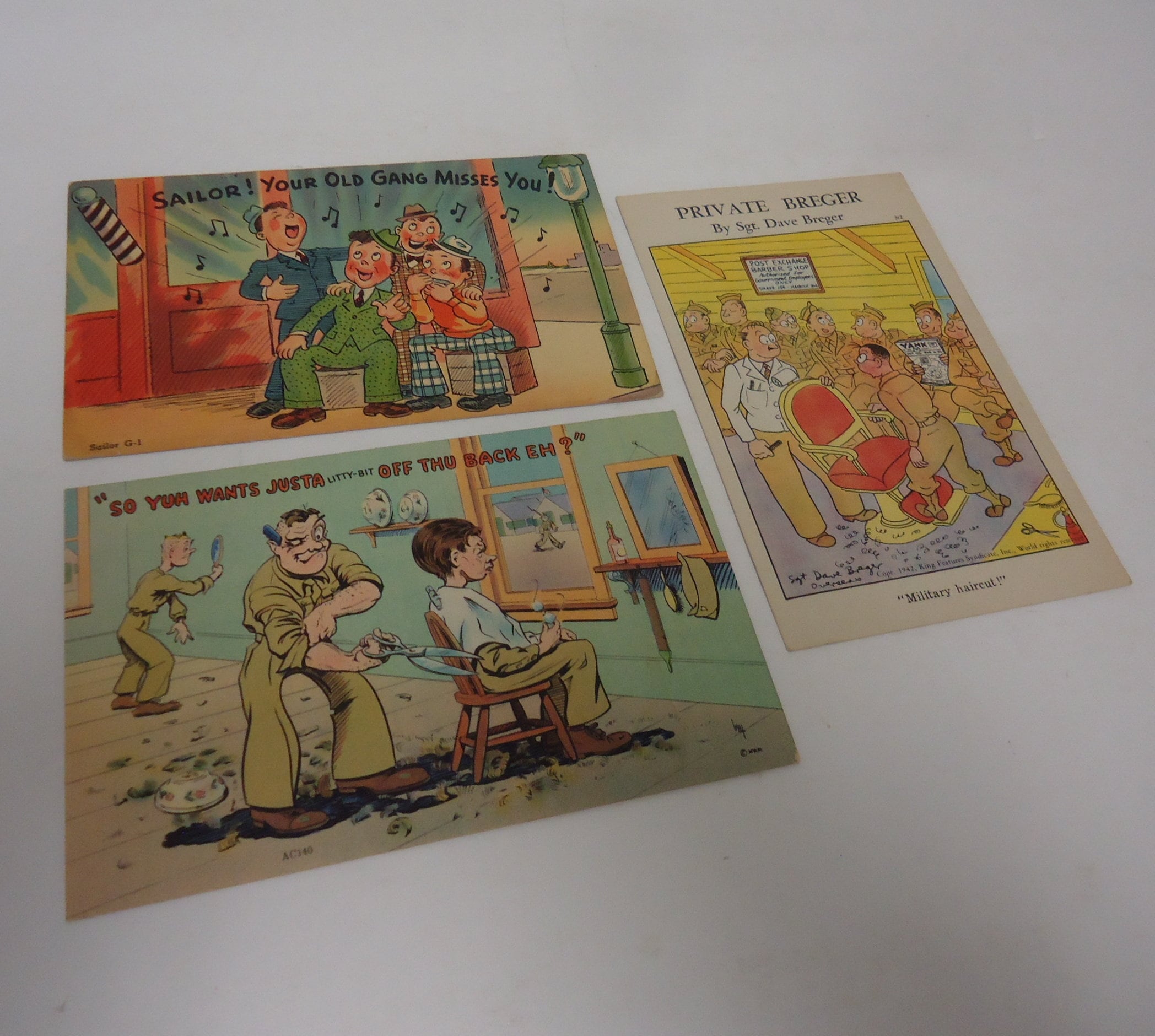 Us Army Comic Postcards Barber Shop Vintage Haircut - Etsy