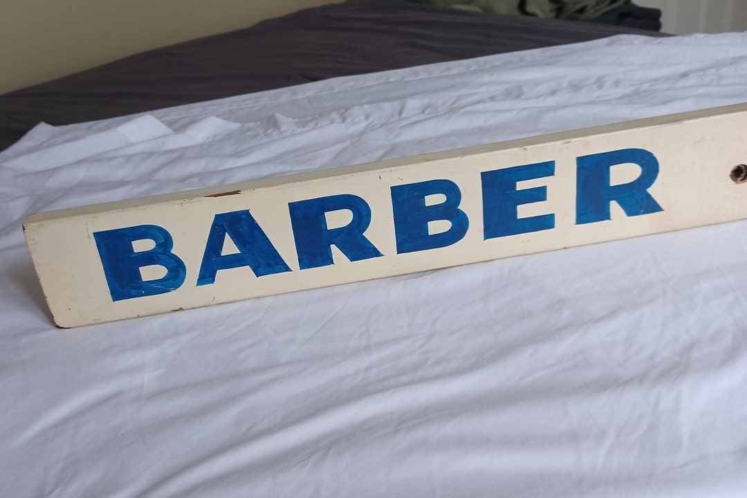 Vintage Barber Shop Wooden Sign Advertising Painted Plaque Rustic - Etsy