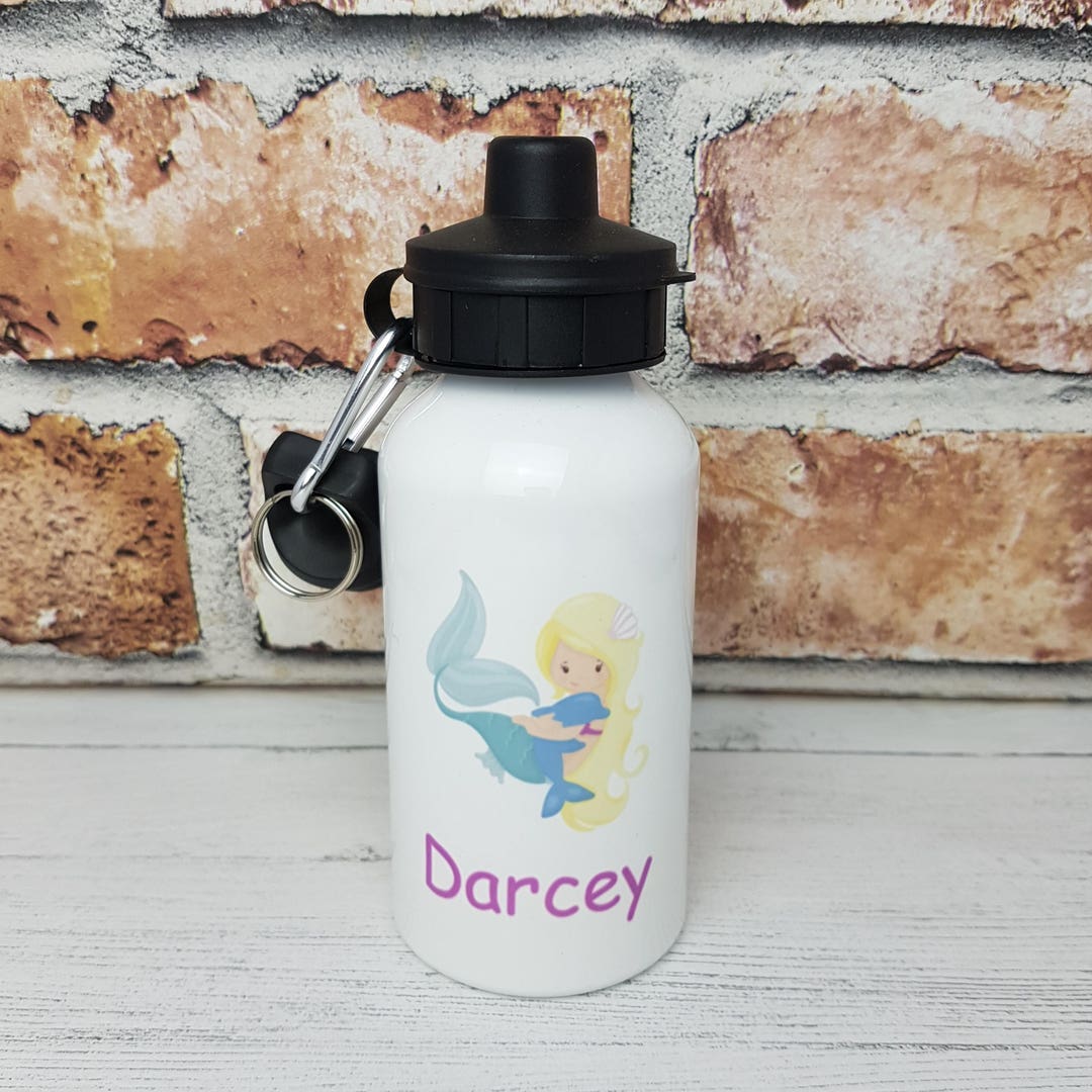 Mermaid With Dolphin Water Bottle 400ml Personalised Drinks Bottle ...