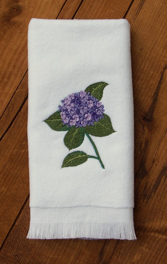 Embroidered Towels Hydrangea Embroidered Hand Towel or | Etsy