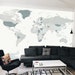 World Map Wall Mural in Neutral Colors, Detailed World Map Wallpaper in ...