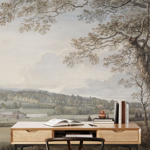 Vintage Rural Landscape Wall Mural Scenic Wall Mural Vintage - Etsy