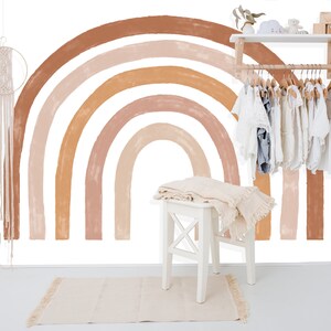 Boho Style Rainbow Wall Mural, Rainbow in Earthy Tones Wall Mural ...