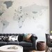 World Map Wall Mural in Neutral Colors, Detailed World Map Wallpaper in ...