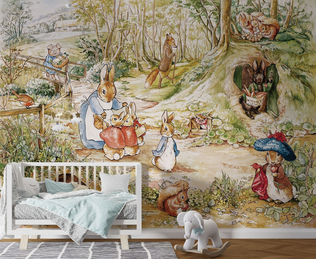 A Walk in the Woods Wallpaper, Peter the Rabbit Wall Mural, Fairytale ...