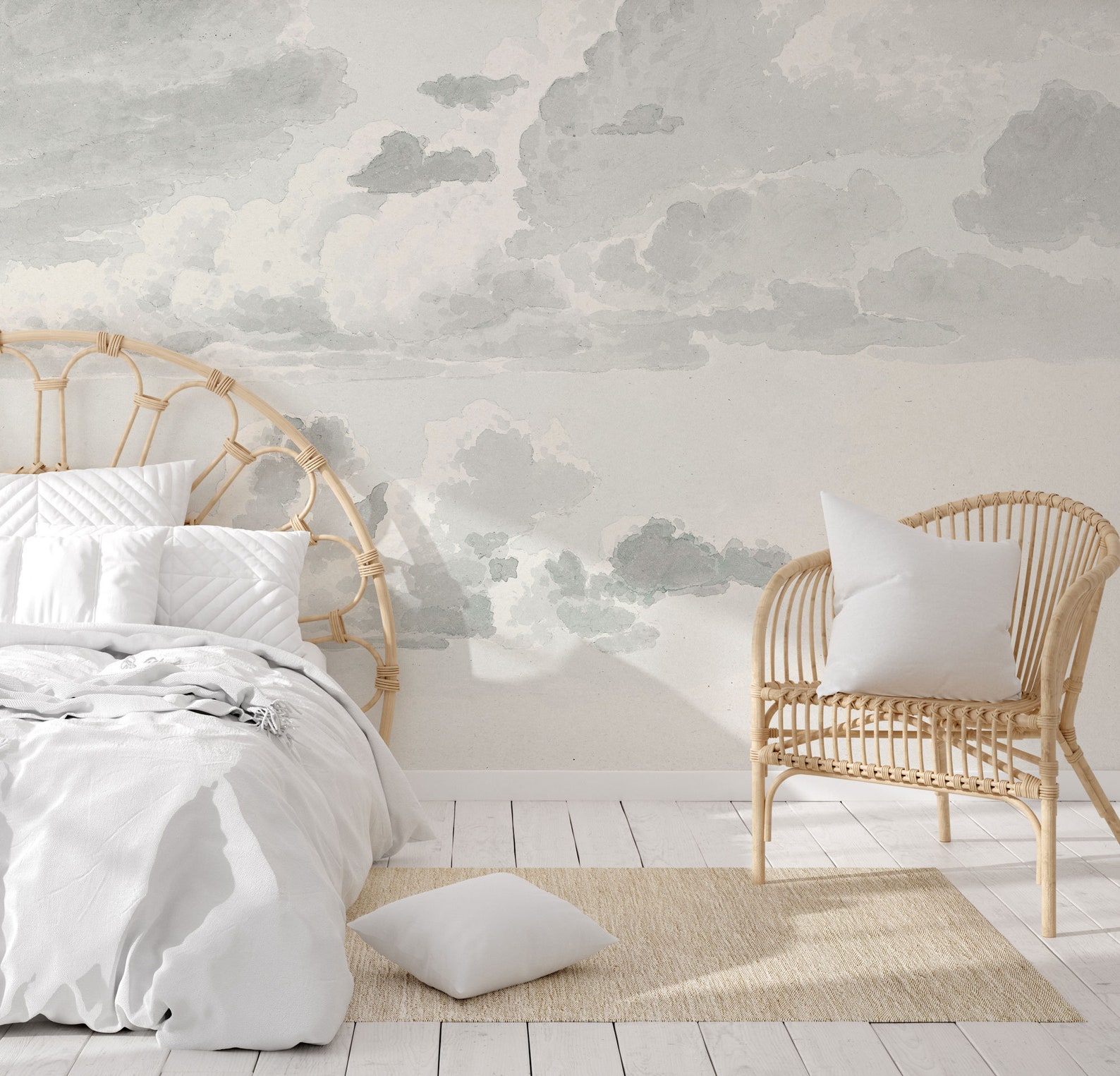 Sky Study Wall Mural Cloudy Wallpaper Sky in Soft Colors - Etsy