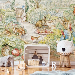 Peter the Rabbit Wall Mural, Fairytale Wall Mural, Fairy Garden ...
