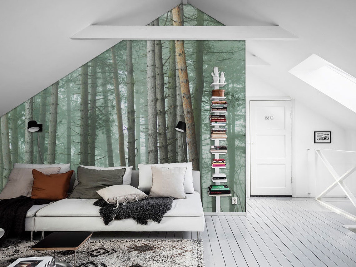 Misty Forest Wall Mural, Landscape Wallpaper, Misty Forest Wallpaper ...