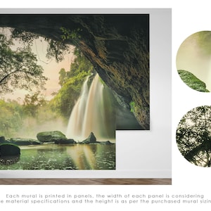 Relaxed Waterfall Scene Wall Mural, Tropical Forest Wallpaper, Forest ...