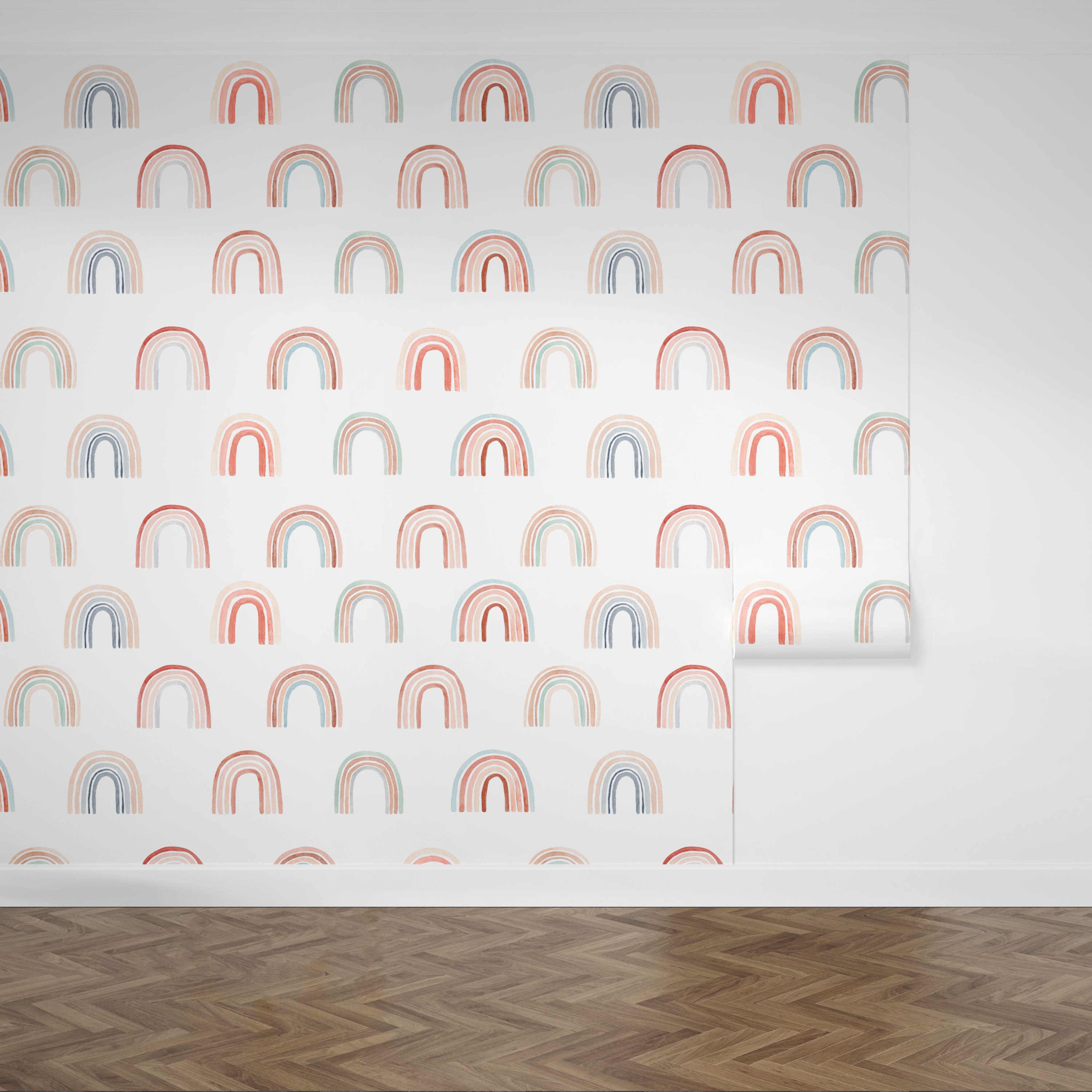 Boho Rainbows Wall Mural Rainbows in Earthy Colors Wallpaper | Etsy