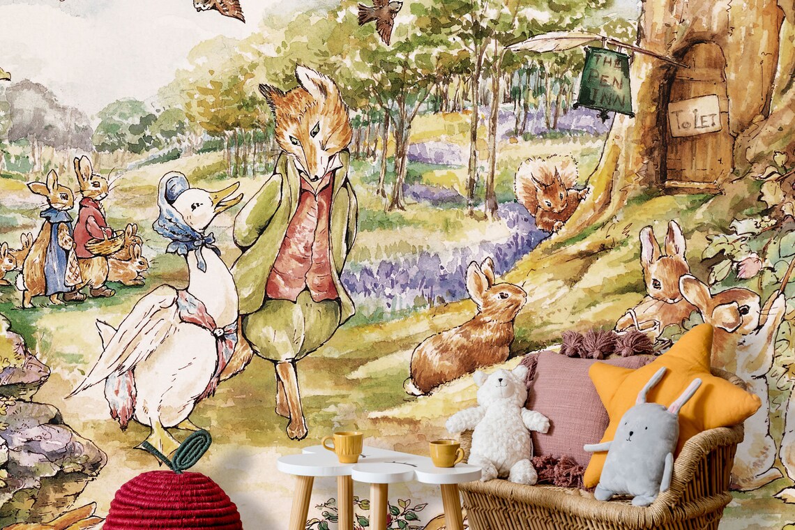 Life in the Woods Wallpaper, Jemima Puddle-duck and Mr. Fox Wallpaper ...