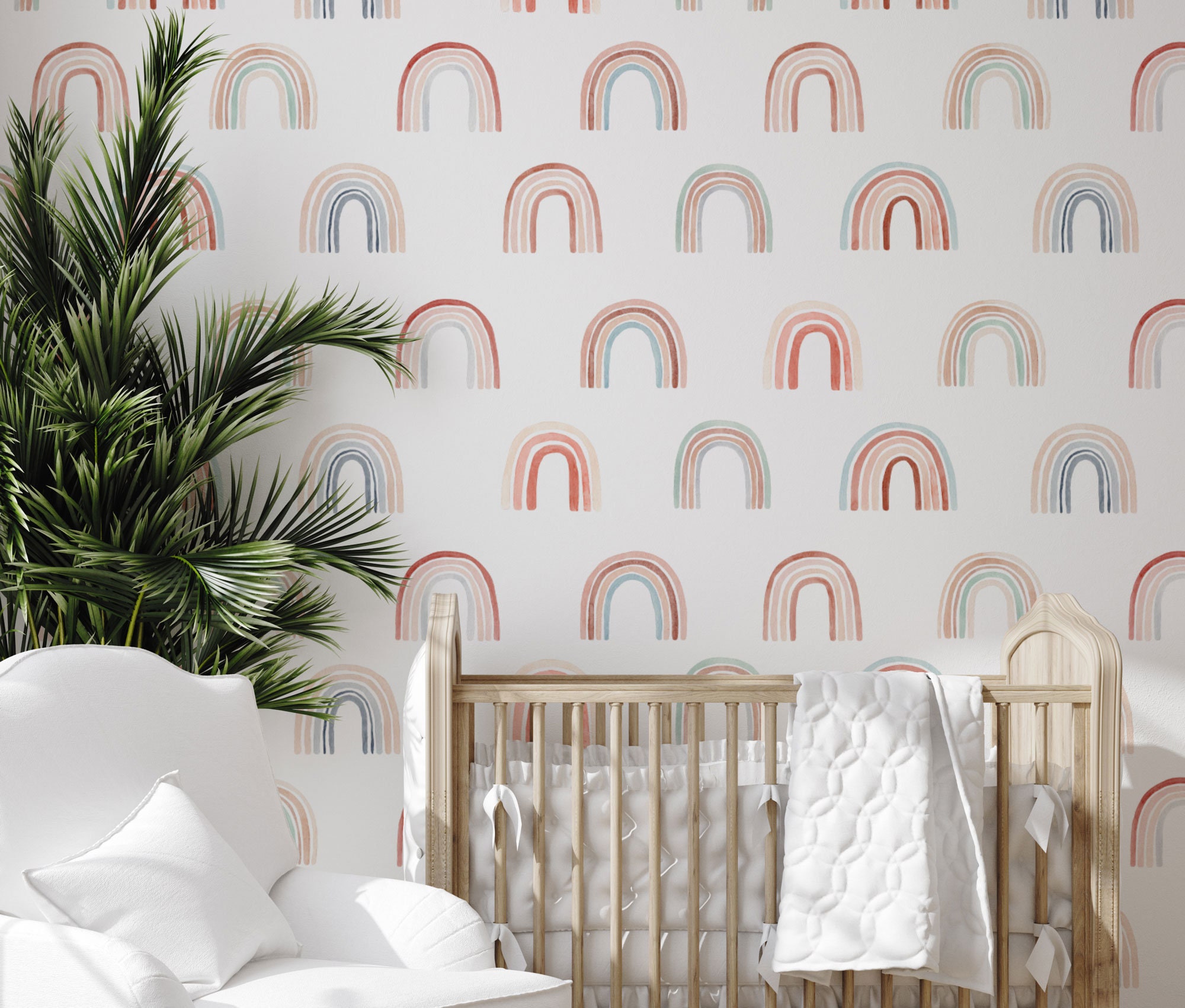 Boho Rainbows Wall Mural, Rainbows in Earthy Colors Wallpaper, Colorful ...