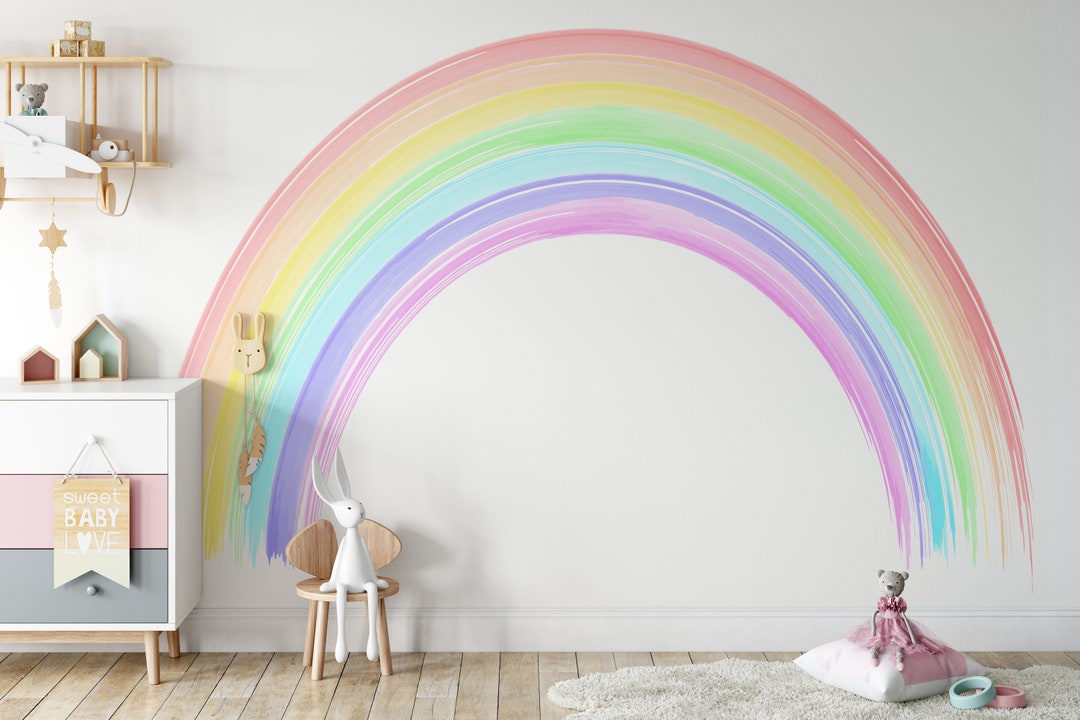 Seven Colours of the Rainbow Wall Mural, Colorful Rainbow Wall Mural ...