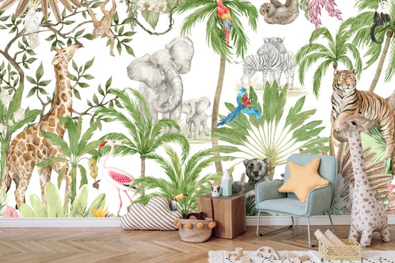 Jungle Wallpaper Jungle Wall Mural Tropical Wallpaper | Etsy