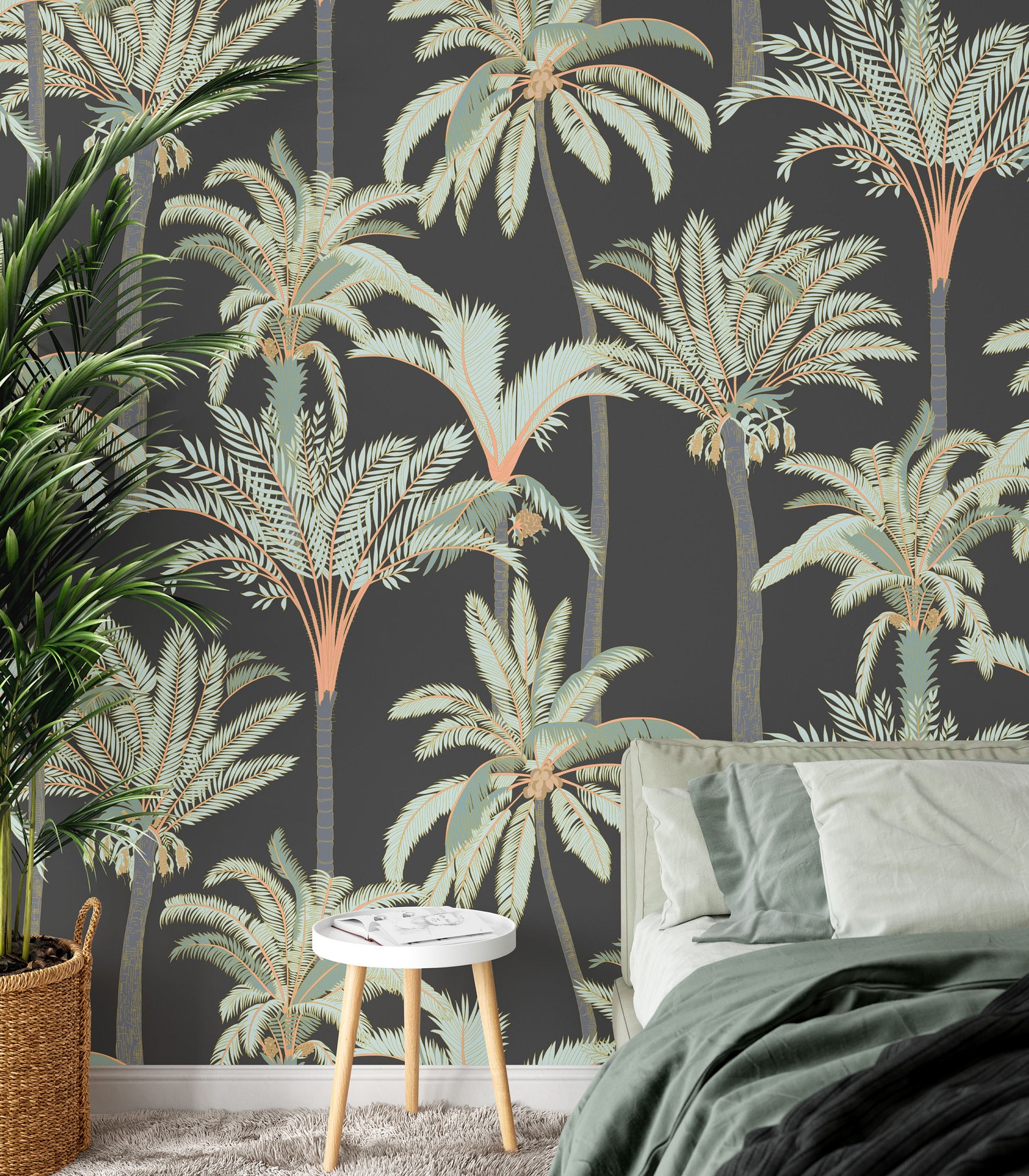 Palm Trees Wall Mural Tropical Wallpaper Vintage Palms | Etsy