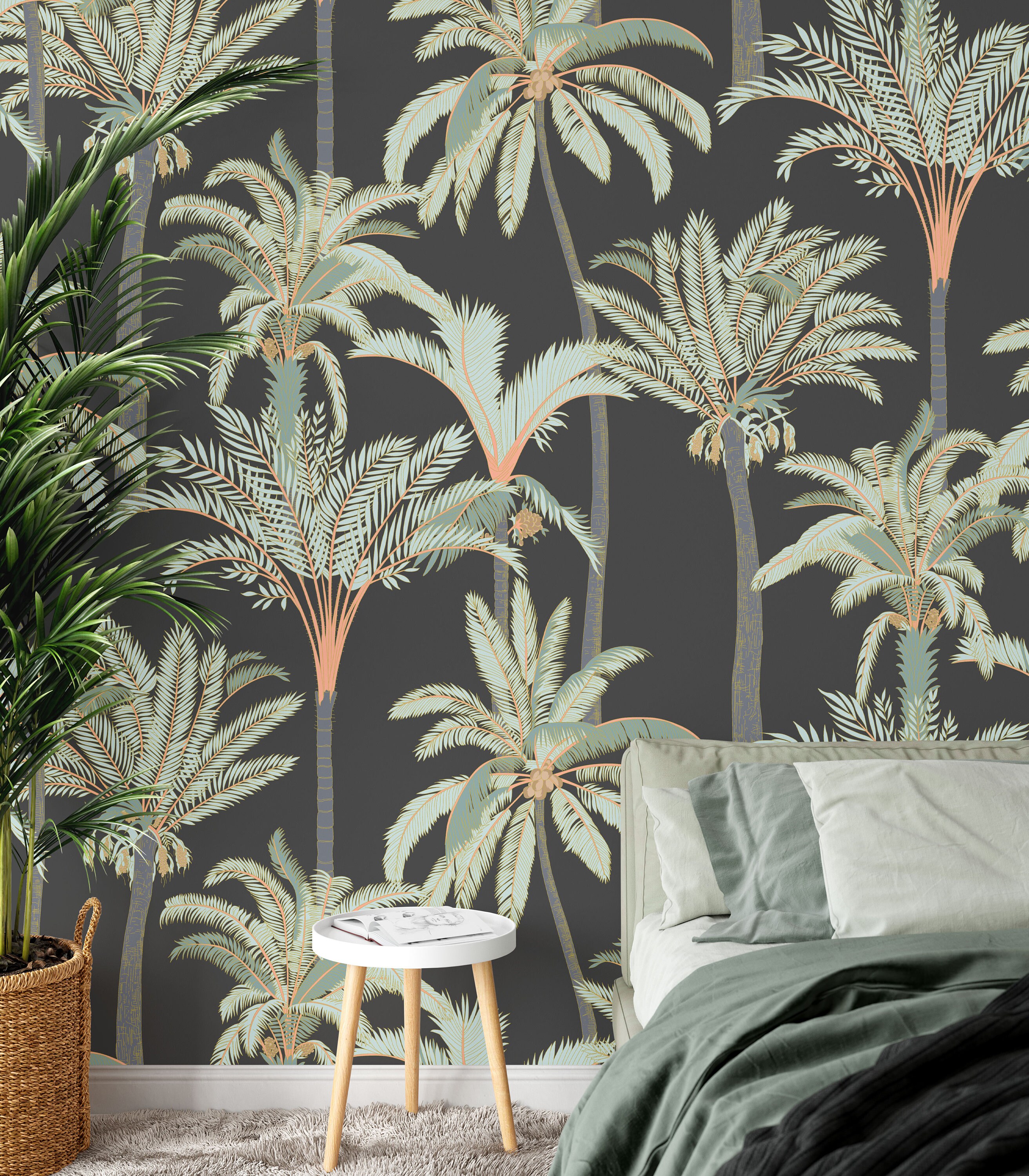 Palm Trees Wall Mural Tropical Wallpaper Vintage Palms - Etsy