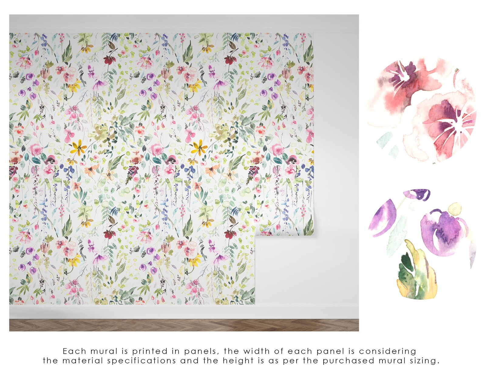 Wild Flowers Wall Mural Watercolor Floral Wallpaper Fragrant | Etsy