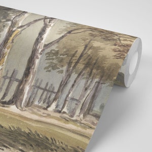 Antique Landscape Wall Mural, Vintage Scenic Wall Mural, Vintage ...