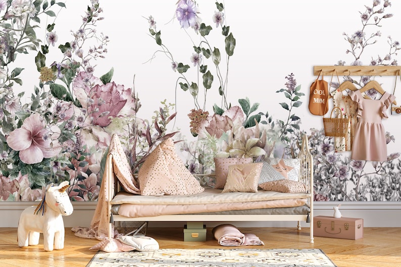 Blossom Spring Garden Wall Mural Floral Wallpaper Shabby - Etsy