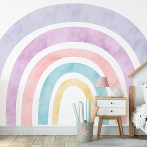 Watercolor Rainbow Wall Mural Watercolor Rainbow Wallpaper | Etsy