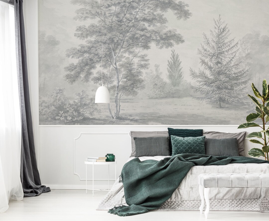 Vintage Subtle Scene Wall Mural, Scenic Wall Mural, Vintage Landscape ...