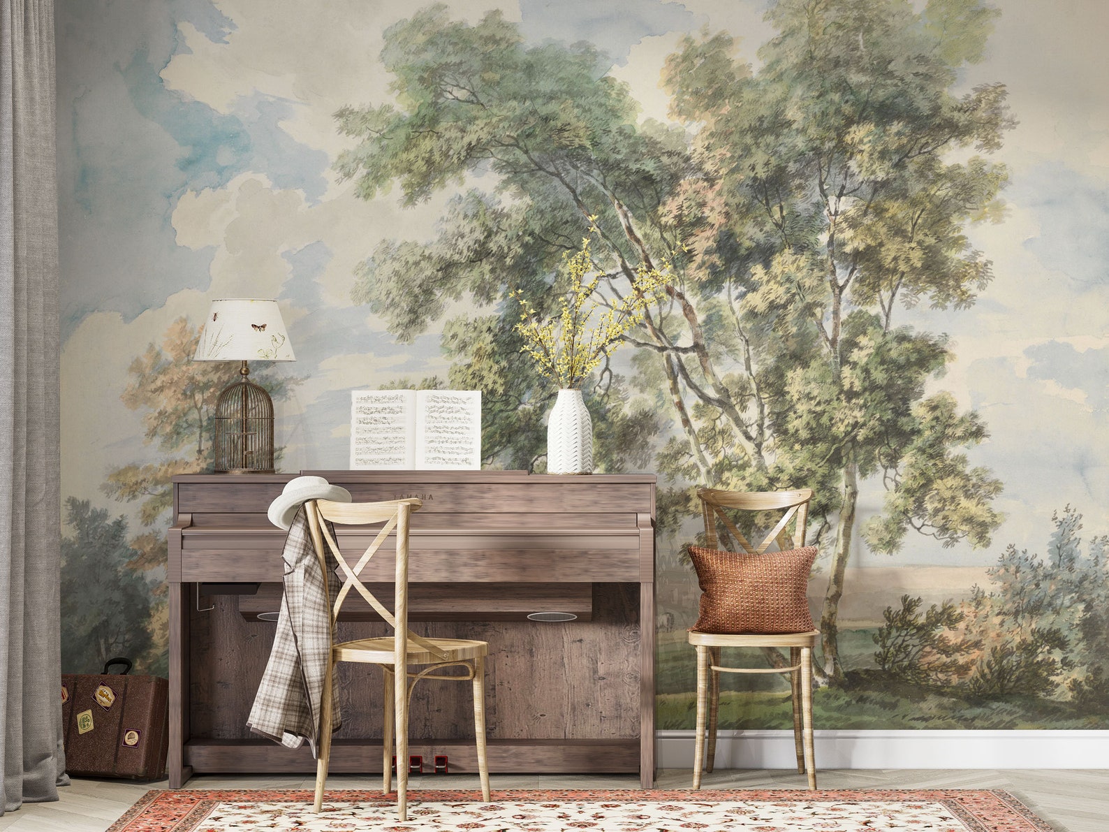Timeless Scenic Wall Mural Vintage Forest Scene Wall Mural - Etsy