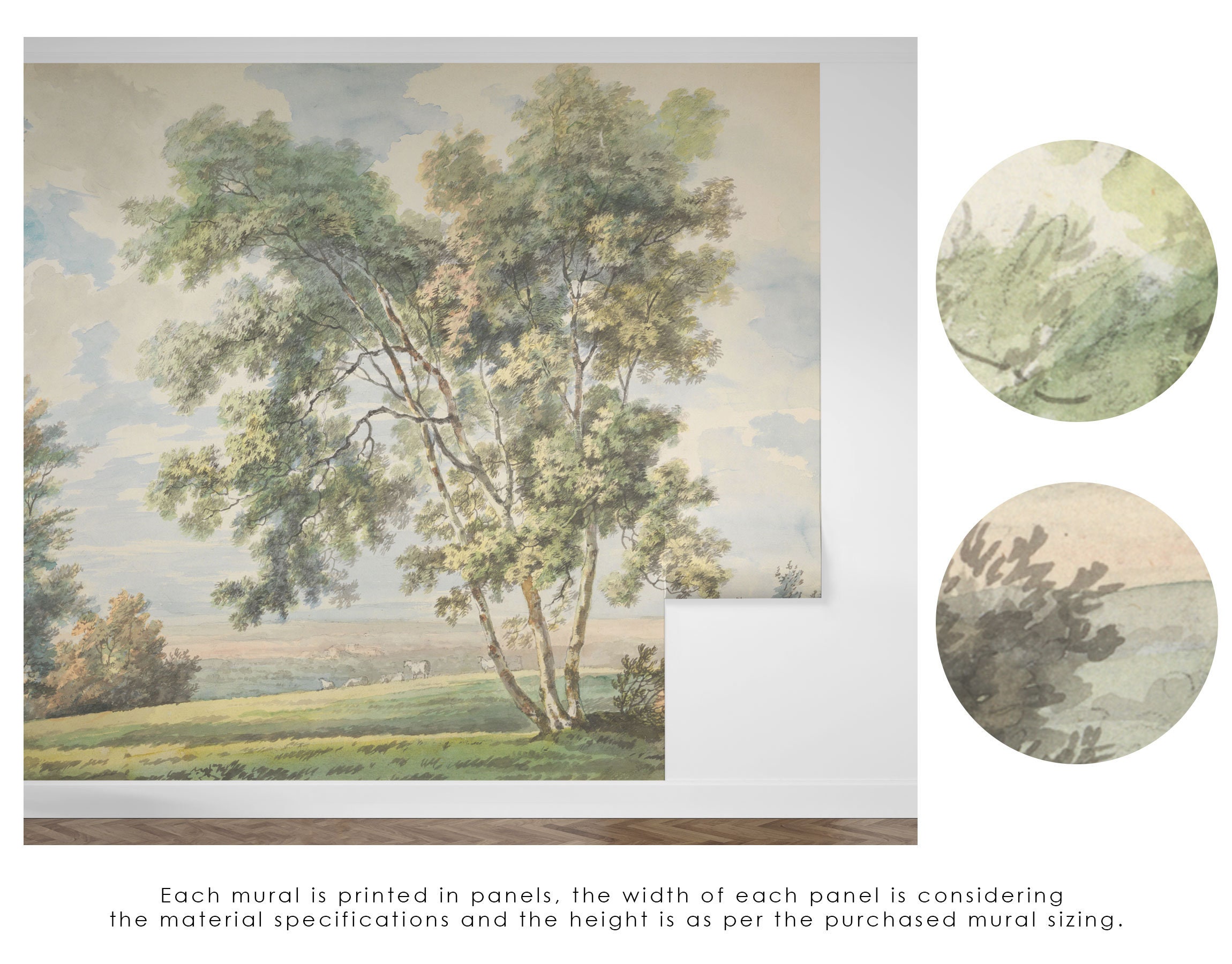 Timeless Scenic Wall Mural, Vintage Forest Scene Wall Mural, Vintage ...