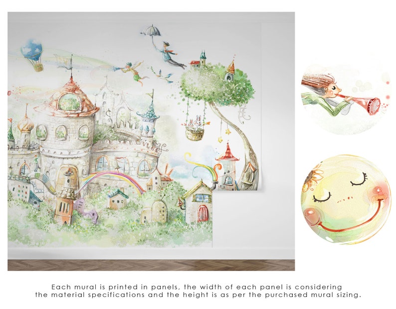 Fairy Tale Wall Mural Magical Hill Wall Mural Castle | Etsy