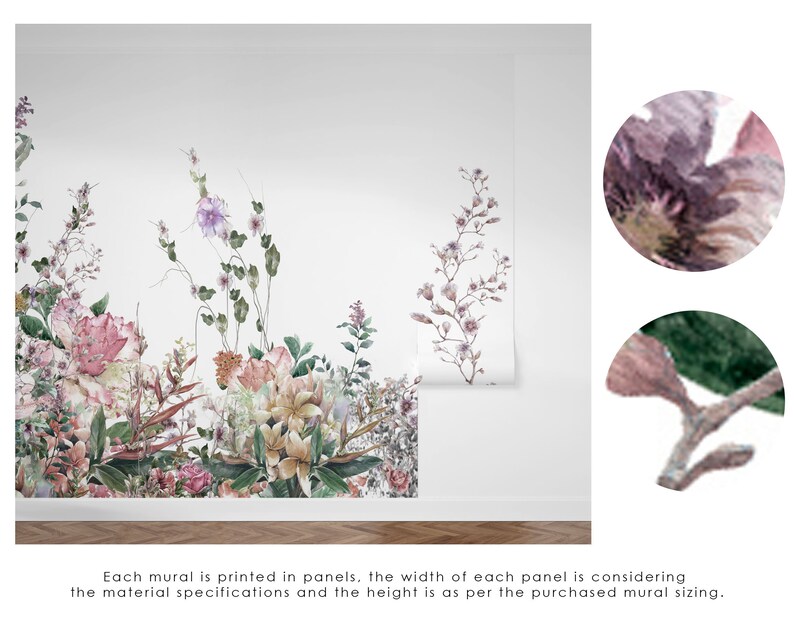 Blossom Spring Garden Wall Mural Floral Wallpaper Shabby - Etsy
