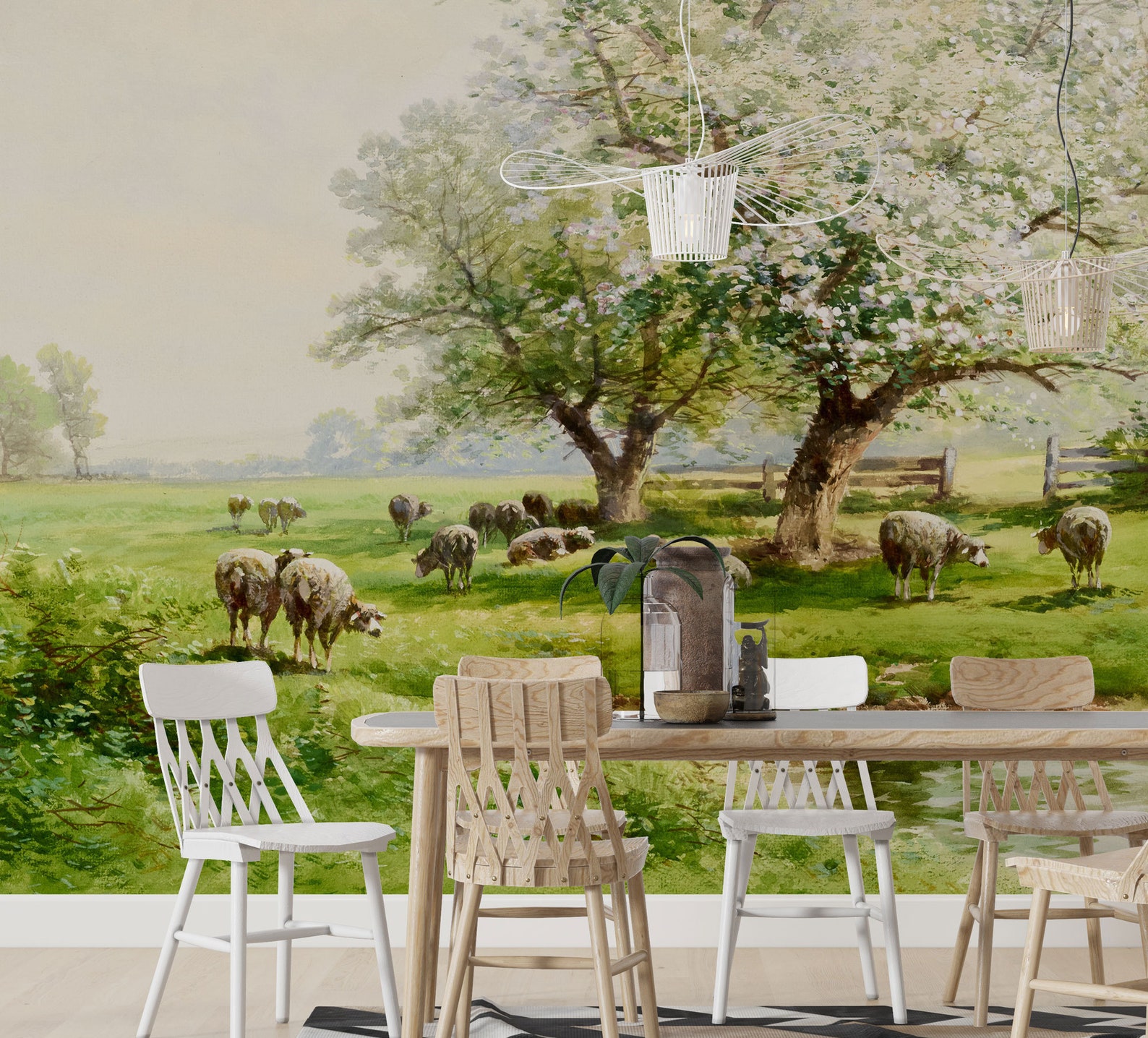 Pastoral Landscape Wall Mural Vintage Rural Scene Wall Mural - Etsy