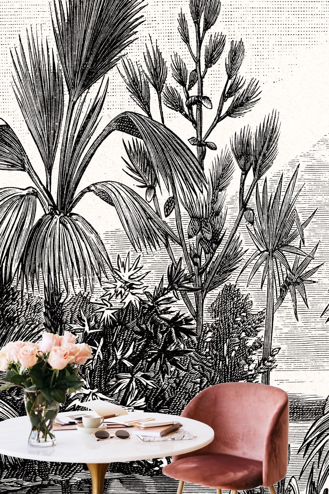 Vintage Equatorial Forest Wallpaper, Tropical Jungle Wall Mural ...