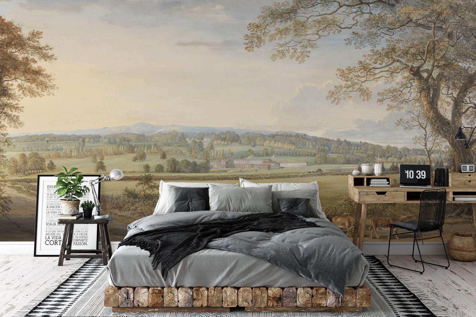 Vintage Rural Landscape Wall Mural Scenic Wall Mural Vintage - Etsy