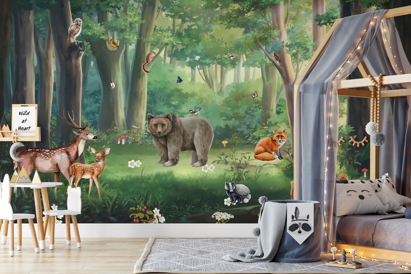 Sunny Forest Wall Mural Forest Animals Wall Mural Animals - Etsy