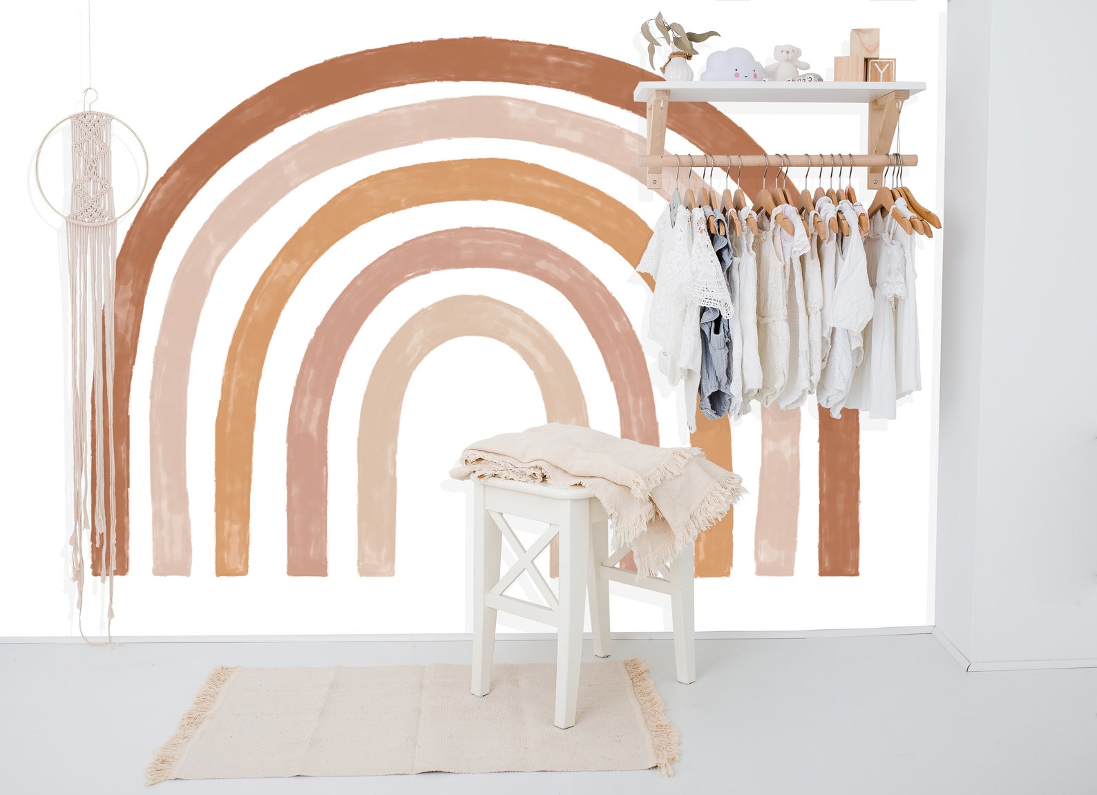 Boho Style Rainbow Wall Mural Rainbow in Earthy Tones Wall - Etsy