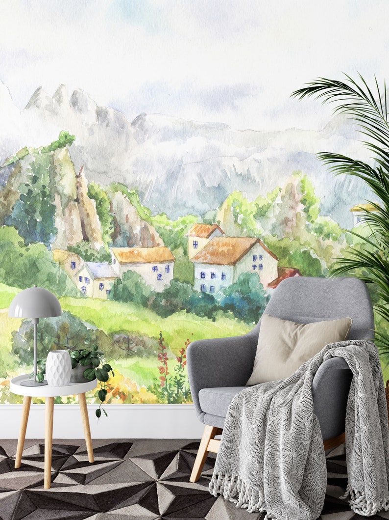 Countryside Wallpaper Countryside Scenic Wall Mural - Etsy