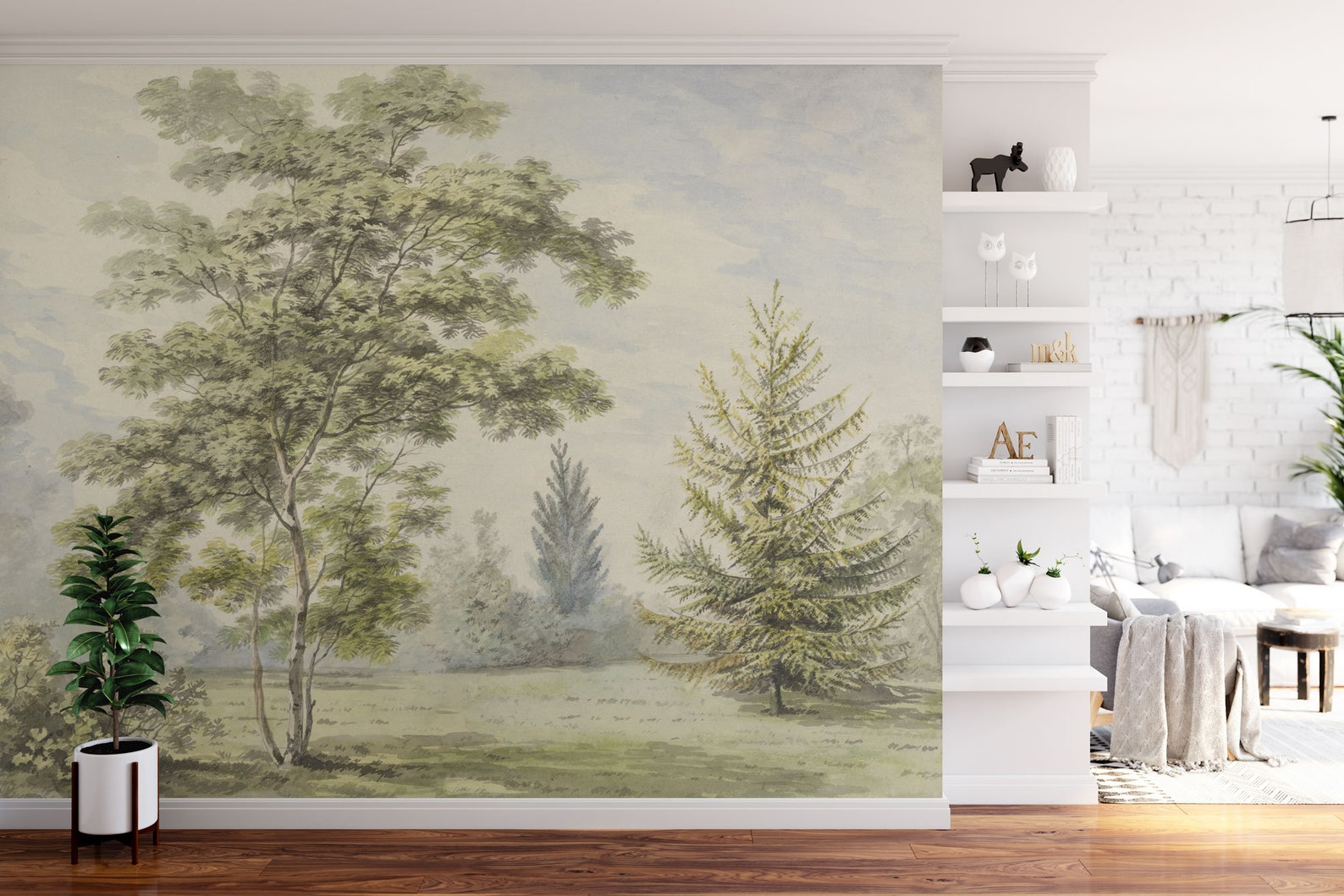 Vintage Forest Scene Wall Mural Scenic Wall Mural Vintage - Etsy
