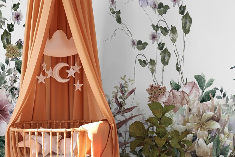 Blossom Spring Garden Wall Mural Floral Wallpaper Shabby - Etsy