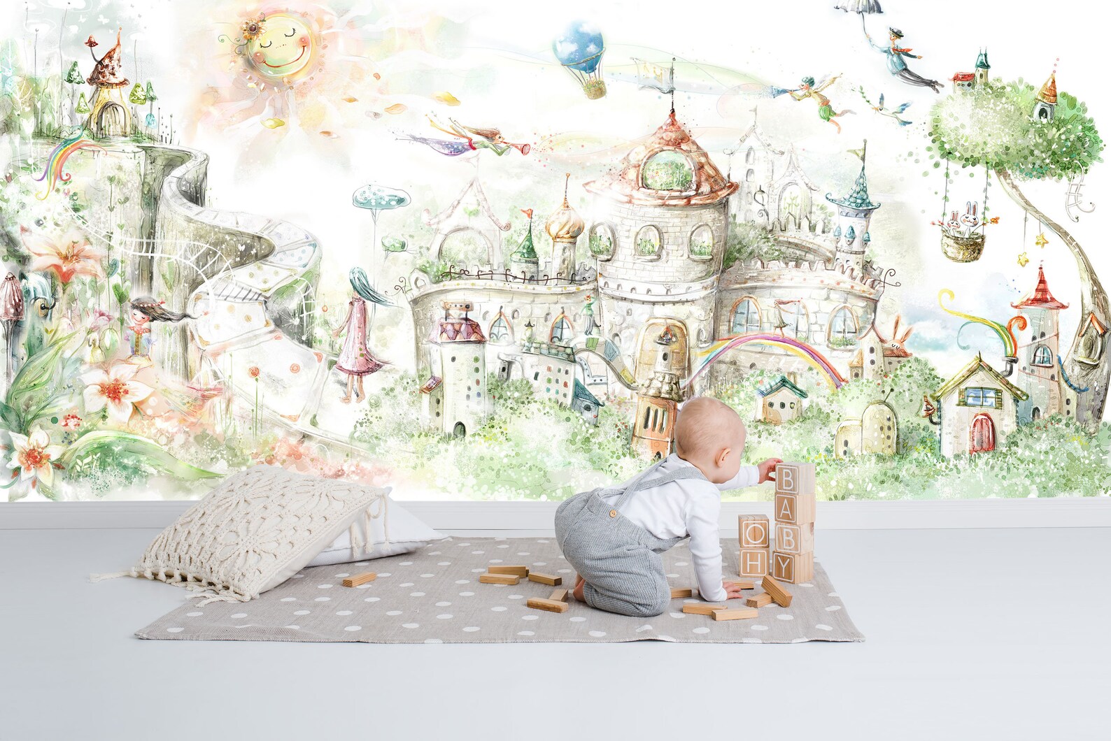 Fairy Tale Wall Mural Magical Hill Wall Mural Castle | Etsy