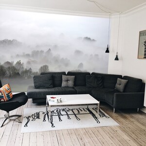 Morning Mist Wall Mural, Mountain Forests Mural, Fields Haze Wallpaper ...