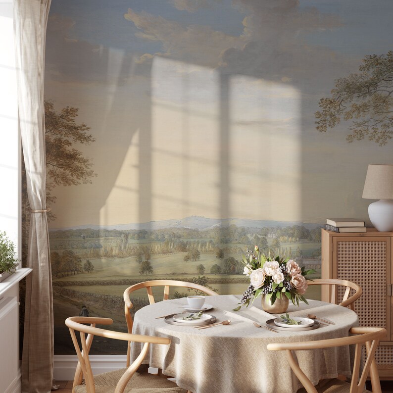 Vintage Rural Landscape Wall Mural Scenic Wall Mural Vintage - Etsy