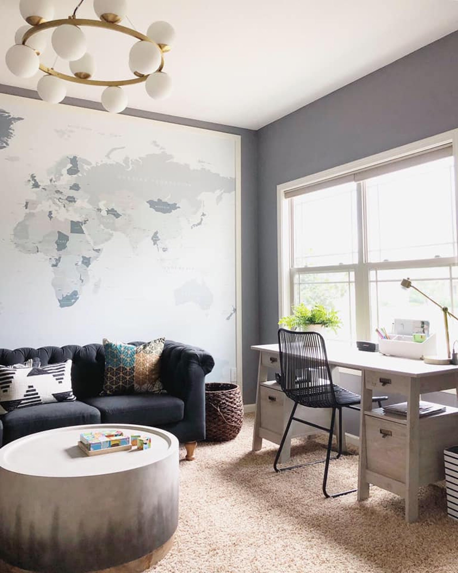 World Map Wall Mural in Neutral Colors Detailed World Map | Etsy